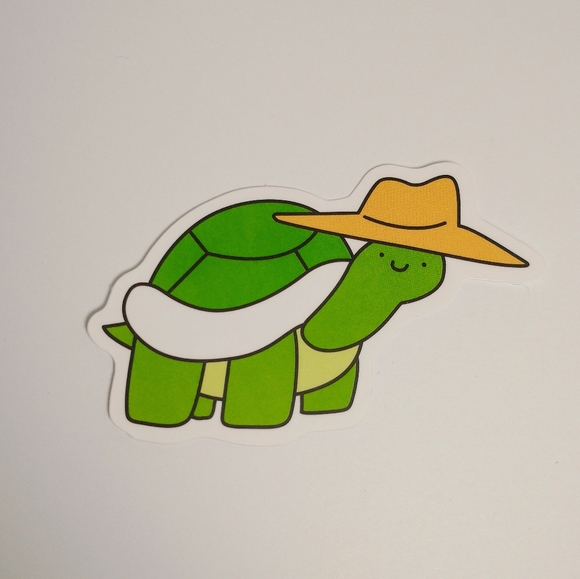 Design | 110 Green Turtle With Hat Vsco Die Cut Sticker | Poshmark